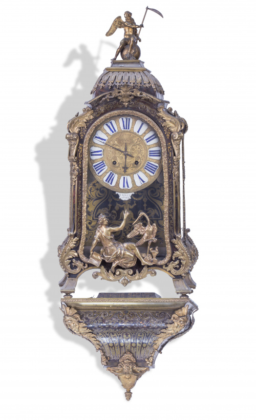 Jean Jolly a Paris.Reloj regencia en madera, latón, carey y bronce ...