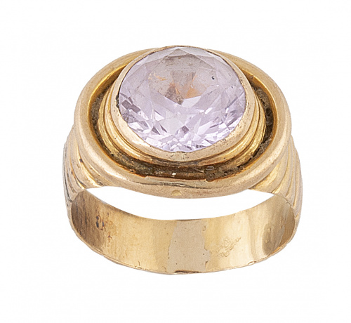 Sortija años 40 con rosa de Francia de talla redonda en montura gallonada